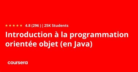 Introduction à La Programmation Orientée Objet En Java Coursya