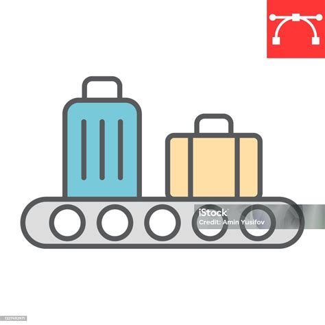 수하물 클레임 컬러 라인 아이콘 공항 및 수하물 수하물 클레임 벡터 아이콘 벡터 그래픽 편집 가능한 스트로크 채워진 윤곽선 표지판 Eps 10 0명에 대한 스톡 벡터 아트