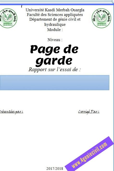 Page De Garde Rapport De Stage Word Artofit