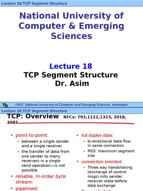 Lecture 18 Tcp Segment Structure Pdf Transmission Control Protocol Telecommunications