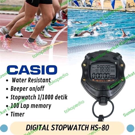 Jual Casio Stopwatch Hs 80tw Alat Ukur Waktu Hs 80tw Hitam Original