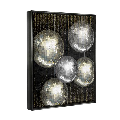 Mercer41 Vintage Disco Balls Framed Floater Canvas Wall Art Design By
