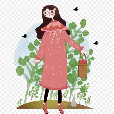 소녀 일러스트 따기 꽃 만화 그림 봄 투어 나들이 봄 투어 나들이 그림 만화 그림 Png 일러스트 및 Psd 이미지 무료 다운로드 Pngtree