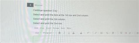 Solved 1 10 Points Create The Following Matrix With All The