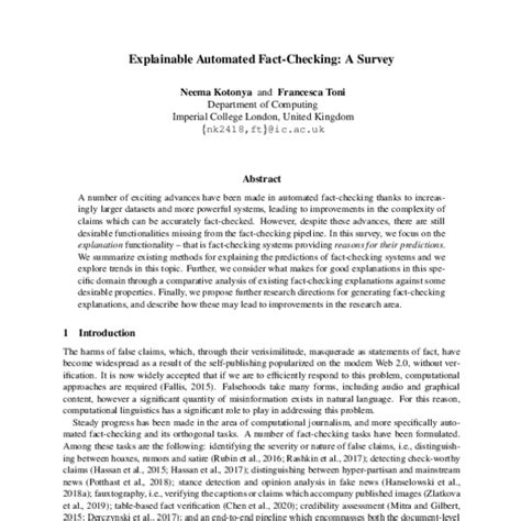 Explainable Automated Fact Checking A Survey Acl Anthology