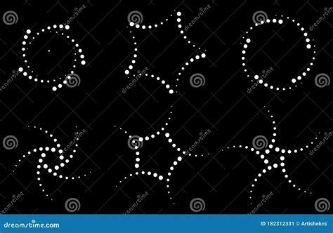 Set Of Halftone Circular Dotted Circle Frame Logo Design Element Round Border Halftone Circle