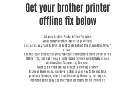 Ppt Get Your Brother Printer Offline Fix Below Powerpoint Presentation Id
