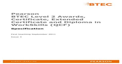 Download Pdf Pearson Btec Level 2 Awards Certificate Extended
