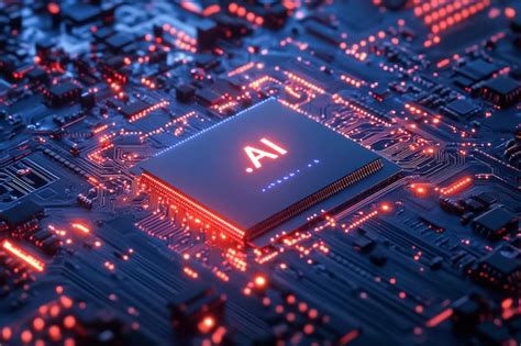 A Closeup Of An Ai Chip Embedded In A Glowing Circuit Board The Chip Is Prominently Labelled