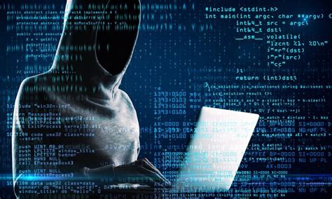 Premium Photo Computing And Criminal Concept Hacker With Laptop And Abstract Coding Text On