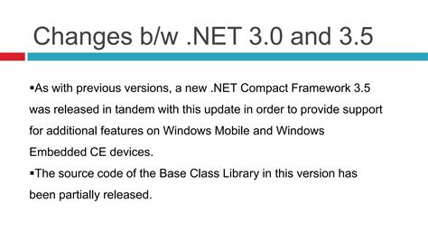 Dotnet Frameworks Version History Pptx