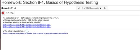 solved homework section 8 1 basics of hypothesis testing