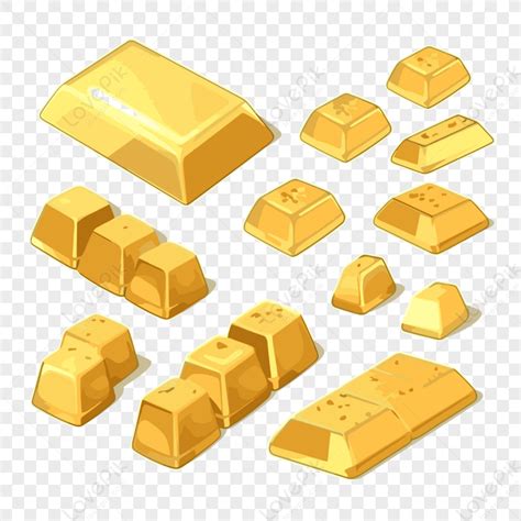 흰색 배경 만화에 고립 된 금괴의 금괴 클립 아트 세트 벡터 Png 일러스트 무료 다운로드 Lovepik