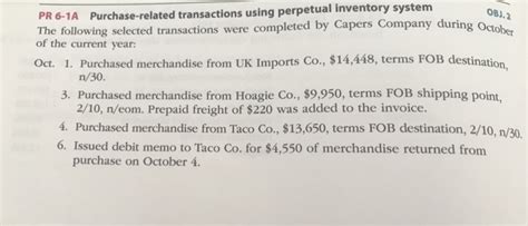 solved obj 2 pr 6 1a purchase related transactions using