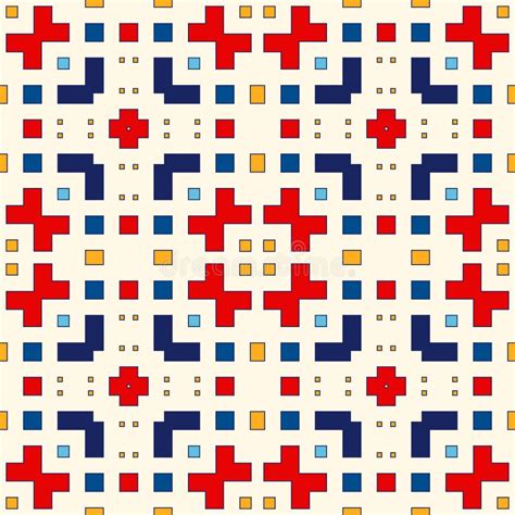 Seamless Pattern With Symmetric Geometric Ornament Ethnic Ornamental