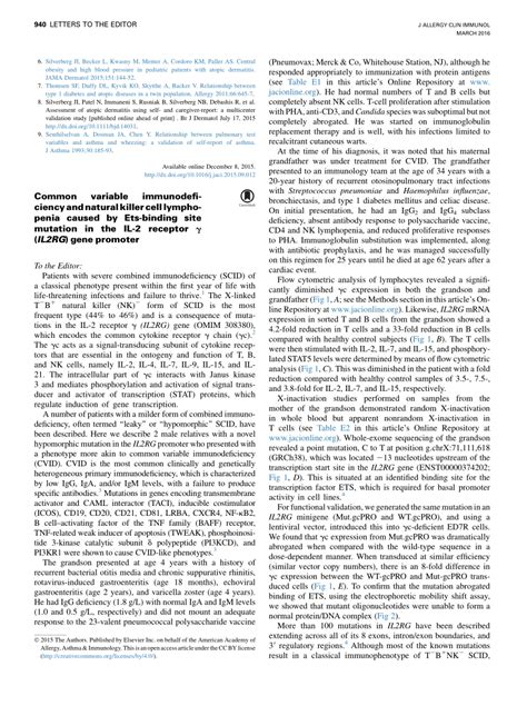 Pdf Common Variable Immunodeficiency And Natural Killer Cell Lymphopenia Caused By Ets Binding