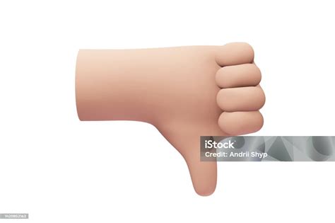 양식화 된 3d 손 흰색 격리 된 배경에 엄지 손가락 아래로 제스처 3차원 형태에 대한 스톡 사진 및 기타 이미지 3차원