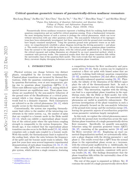 pdf critical quantum geometric tensors of parametrically driven