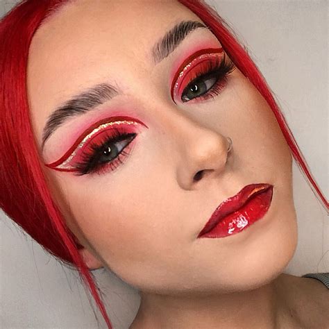 Red Makeup Red Makeup Rhinestone Makeup Red Eyeshadow Makeup