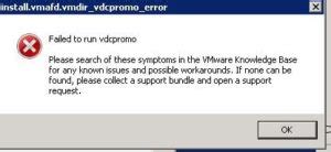 VCenter Server 6 Setup Error Failed To Run Vdcpromo