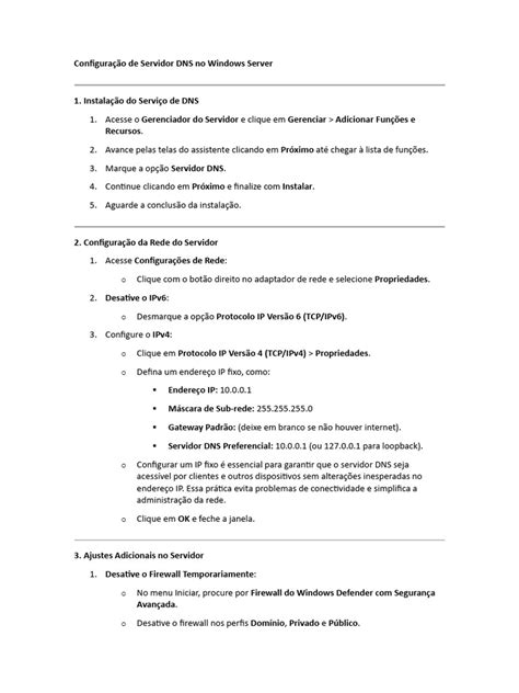 Configuração De Servidor Dns No Windows Server Pdf Endereço De Ip Sistema De Nomes De
