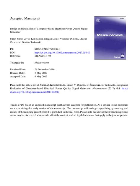 pdf design and evaluation of computer based electrical power quality