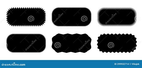 Zig Zag Edge Rounded Shape Collection Jagged Rough Oval Elements Set Stock Vector