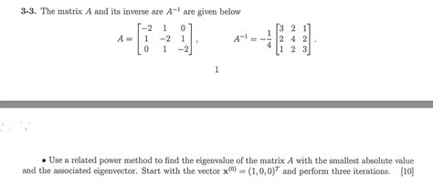 Solved The Matrix A And Its Inverse Are A Are Given Chegg Com