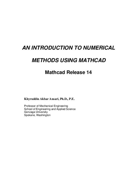 pdf an introduction to numerical methods using mathcad mathcad release 14