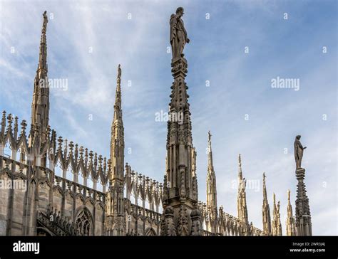 The Famous Milan Cathedral Duomo Di Milano On The Piazza Del Duomo In