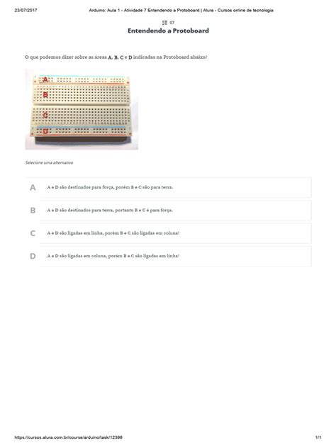 Arduino Aula 1 Atividade 7 Entendendo A Protoboard Alura Cursos