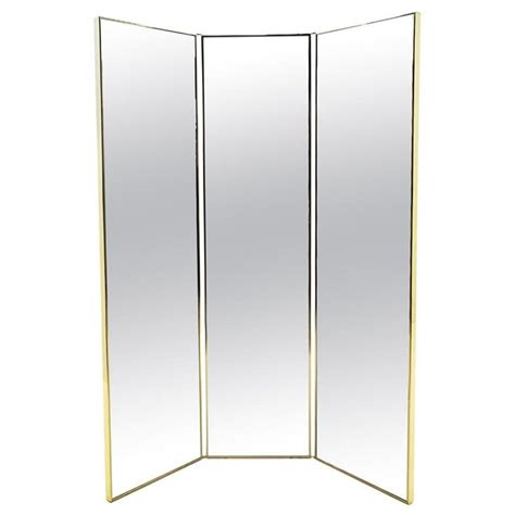Tri Fold Brass Framed Dressing Mirror