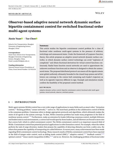 PDF Observerbased Adaptive Neural Network Dynamic Surface Bipartite Containment Control For