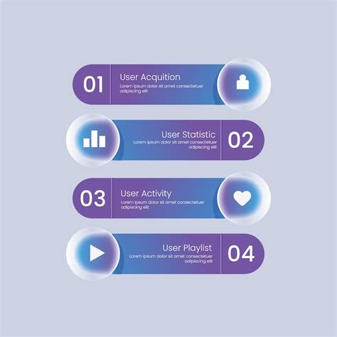 Glassmorph Infographic Blue Gradient Flow Chart For Presentation Vector Illustration Premium