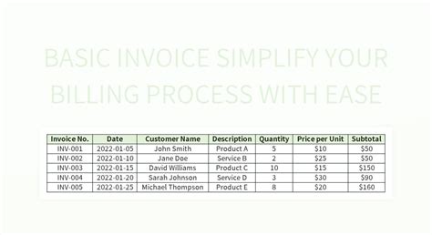 Basic Invoice Simplify Your Billing Process With Ease Excel Template And Google Sheets File For