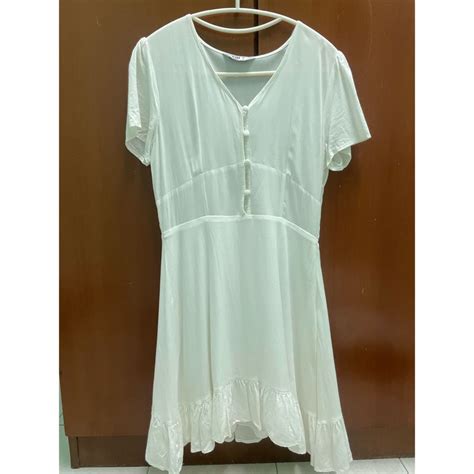 Padini Button Plain White Dress Womens Fashion Muslimah Fashion