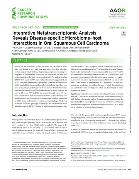 Pdf Open Access Check For Updates Integrative Metatranscriptomic Analysis Reveals Disease