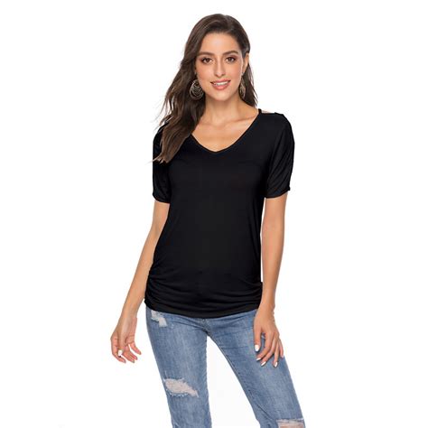 Plus Size V Neck Ripped Sleeve Tee 8456 Meetfun