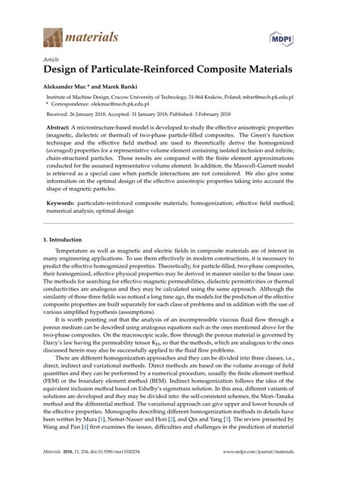 Pdf Design Of Particulate Reinforced Composite Materials