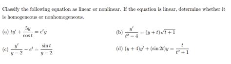 Solved Classify The Following Equation As Linear Or Chegg