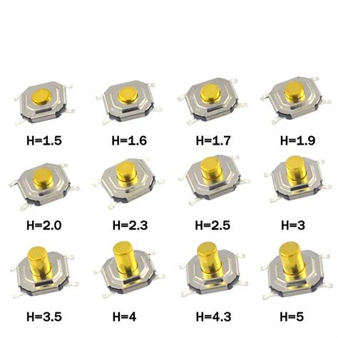 5pcs 4x4 H17~6mm Micro Copper Tactile Tact Touch Push Button Switch