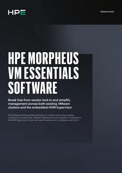 Hpe Morpheus Vm Essentials Software Data Sheet