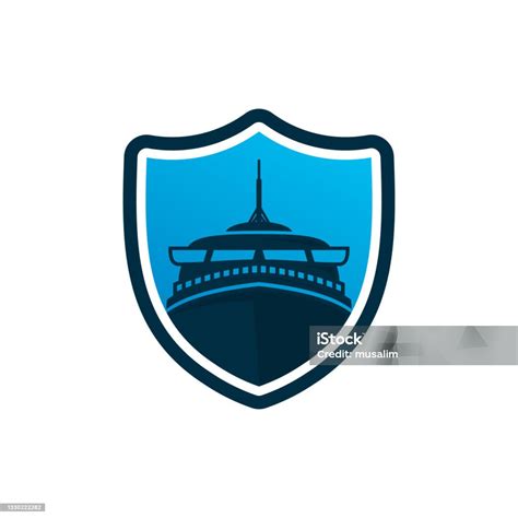 크루즈 쉴드 로고 템플릿 디자인 벡터 엠블럼 디자인 컨셉 크리에이티브 심볼 아이콘 로고에 대한 스톡 벡터 아트 및 기타 이미지
