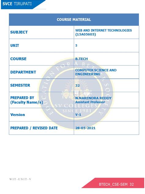 Wit Course Material Unit 5 Pdf Ajax Programming Soap