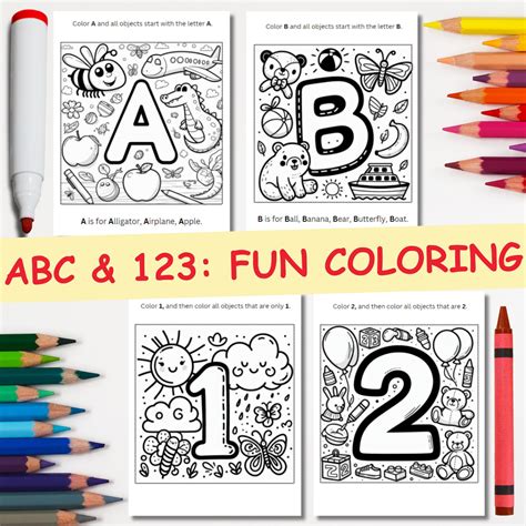 Abc And 123 Coloring Fun Coloring Pages For Preschoolers Alphabets
