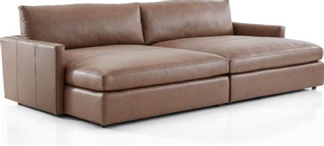 Lounge Deep Leather 2 Piece Double Chaise Sectional Sofa Crate And Barrel