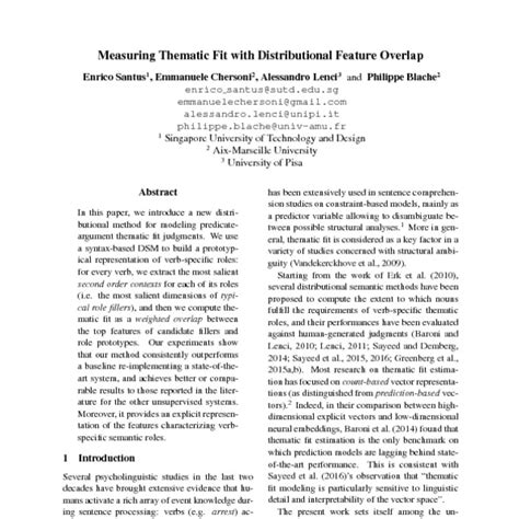 Measuring Thematic Fit With Distributional Feature Overlap Acl Anthology