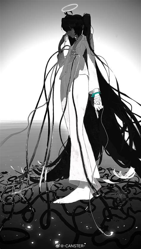 Canster Hatsune Miku Vocaloid Absurdres Commentary Highres 1girl Absurdly Long Hair