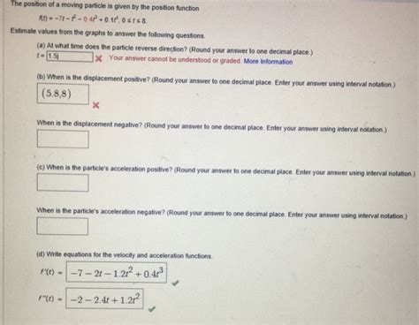 Solved The Position Of A Moving Particle Is Given By The Chegg Com