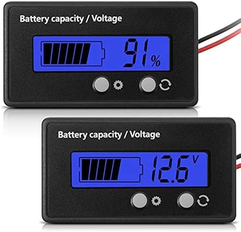 Battery Capacity Voltage Meter With Alarm And External Temperature Sensor F Temperature
